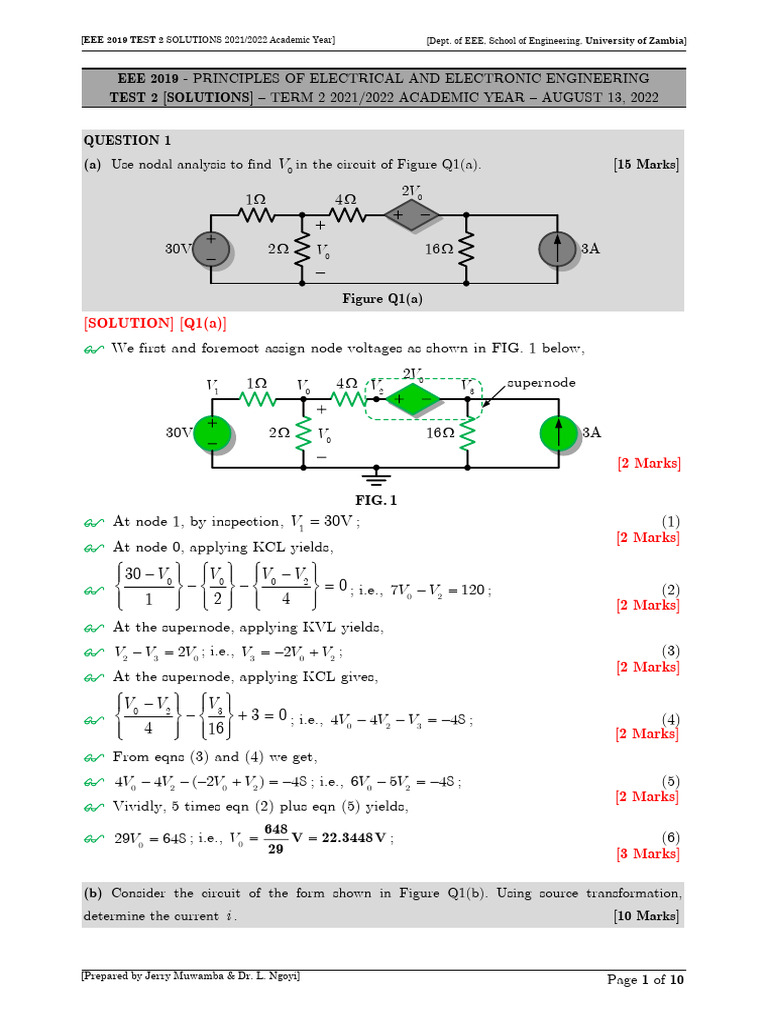 EEE 2019 Test 2 Solutions: Electrical Engineering | PDF