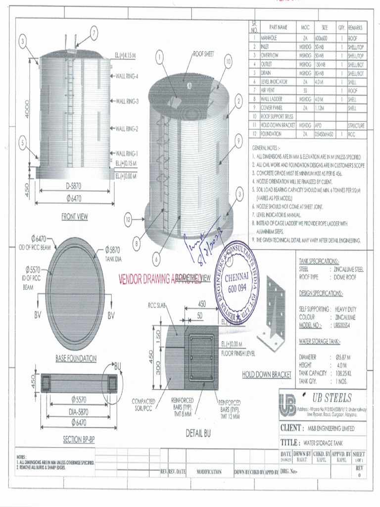 100KL Water Tank GA (1) | PDF