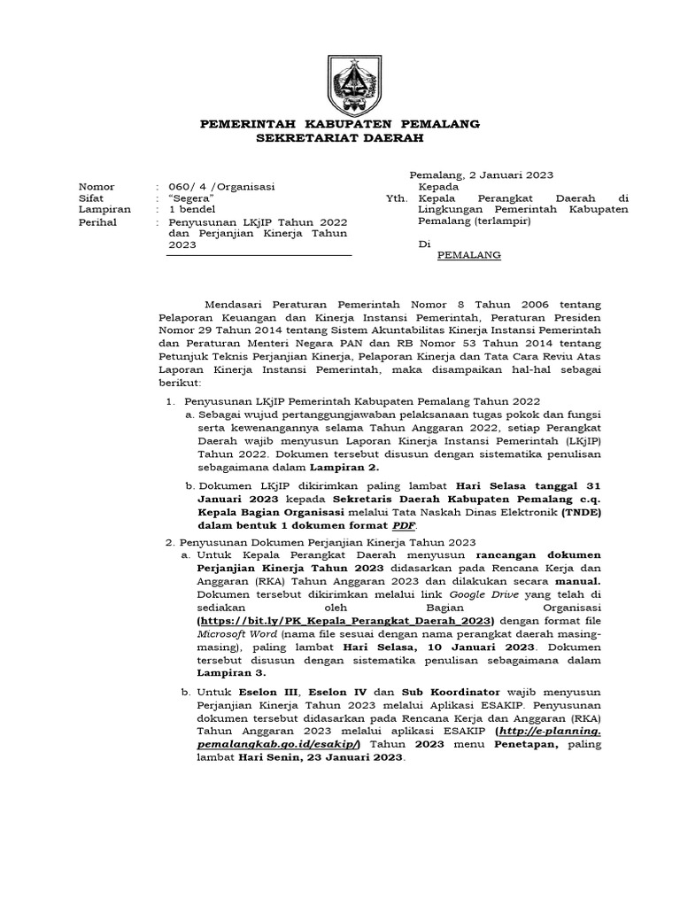 Penyusunan LKjIP 2022 Dan PK 2023 | PDF | Bisnis