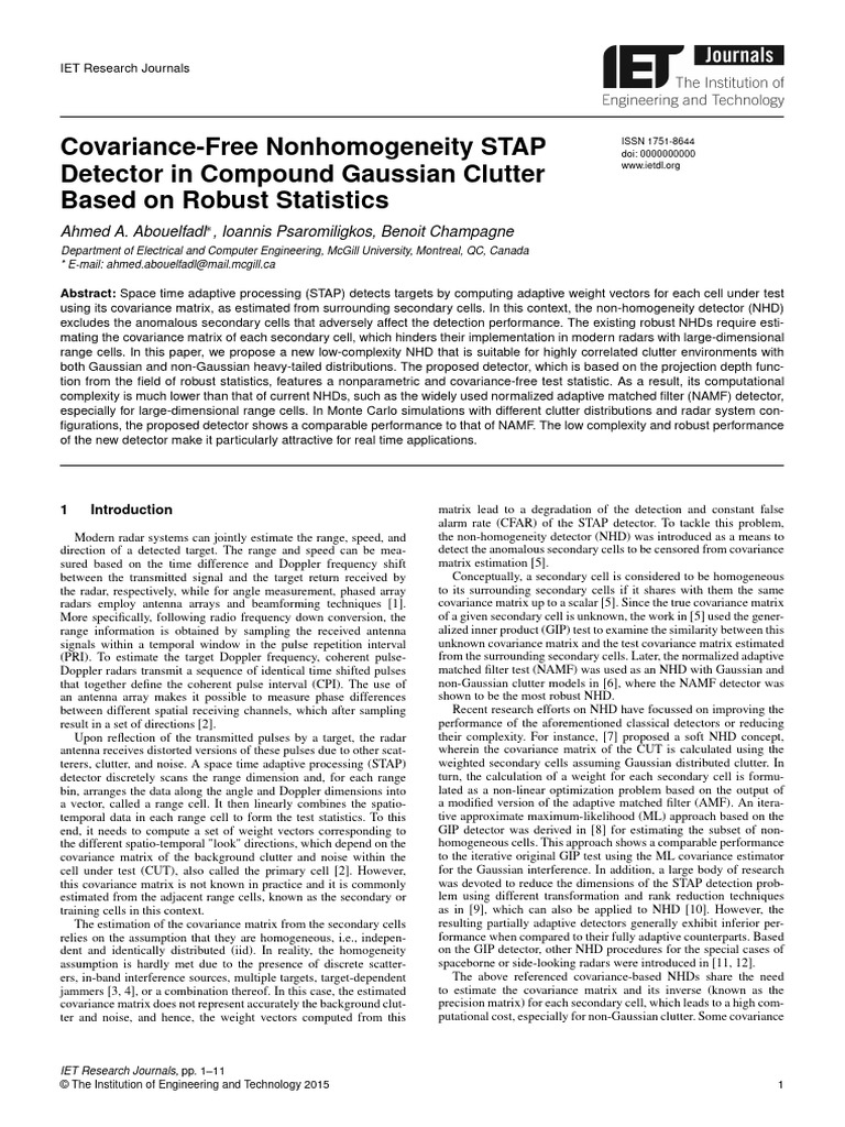 Covariance Free Nonhomogeneity Stap Detector In Compound Gaussian