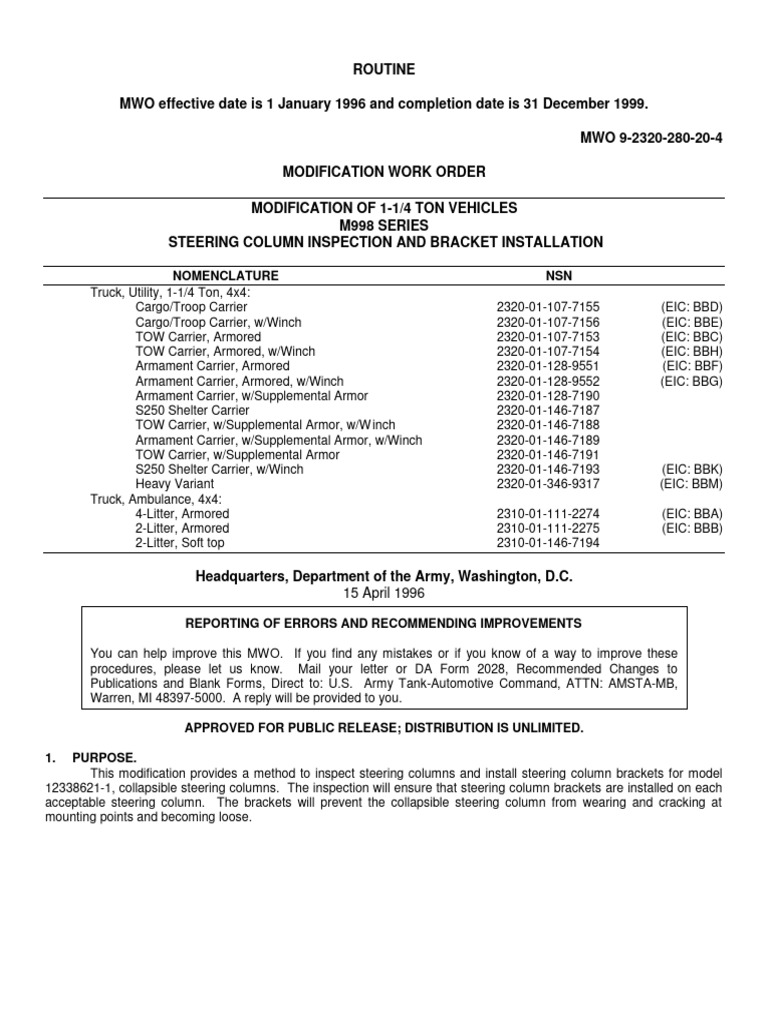 Mwo 9-2320-280-20-4 | PDF