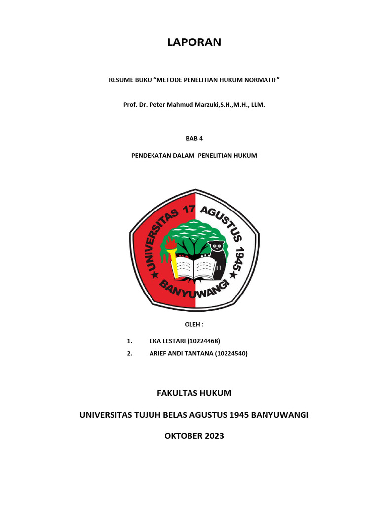 Eka Dan Arief - Resume Bab 4 Pendekatan Dalam Penelitian Hukum Normatif | PDF