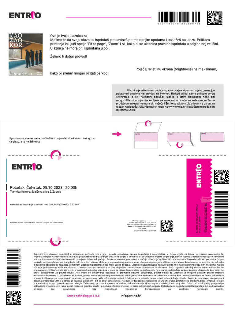 Entrio Ulaznica 14899 57014899151222888766 | PDF