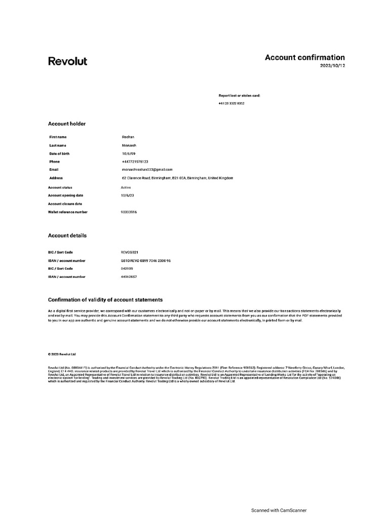 Account Confirmation | PDF