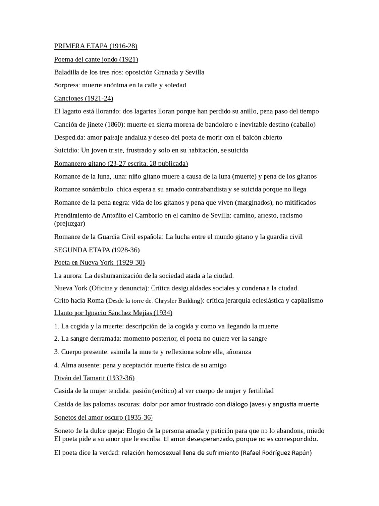 Esquema Poemas Lorca | PDF