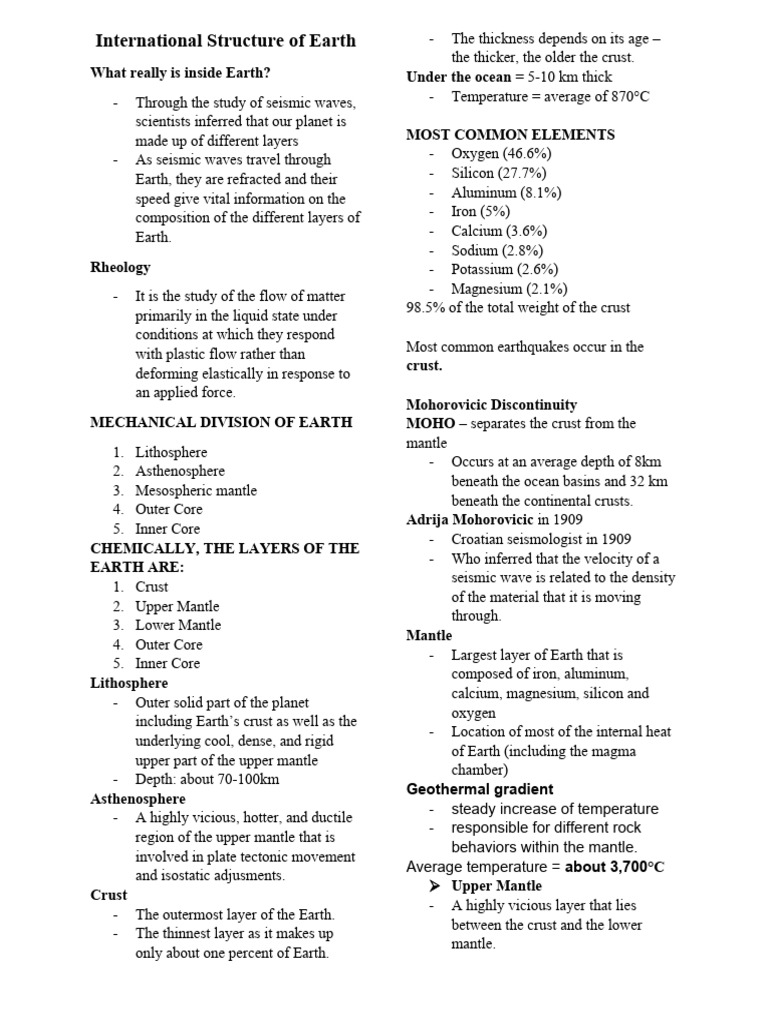 Layers and Structure of Earth | PDF
