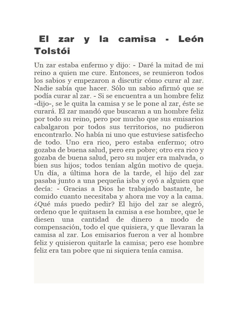 El Zar y La Camisa | PDF