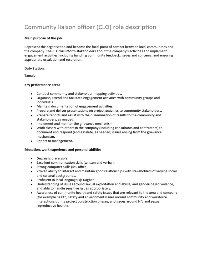 CLO Role Description | PDF