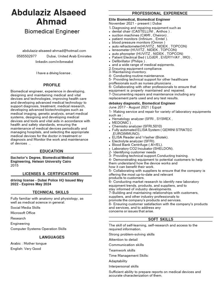 Abdulaziz Alsaeed Ahmad: Biomedical Engineer | PDF | Computers