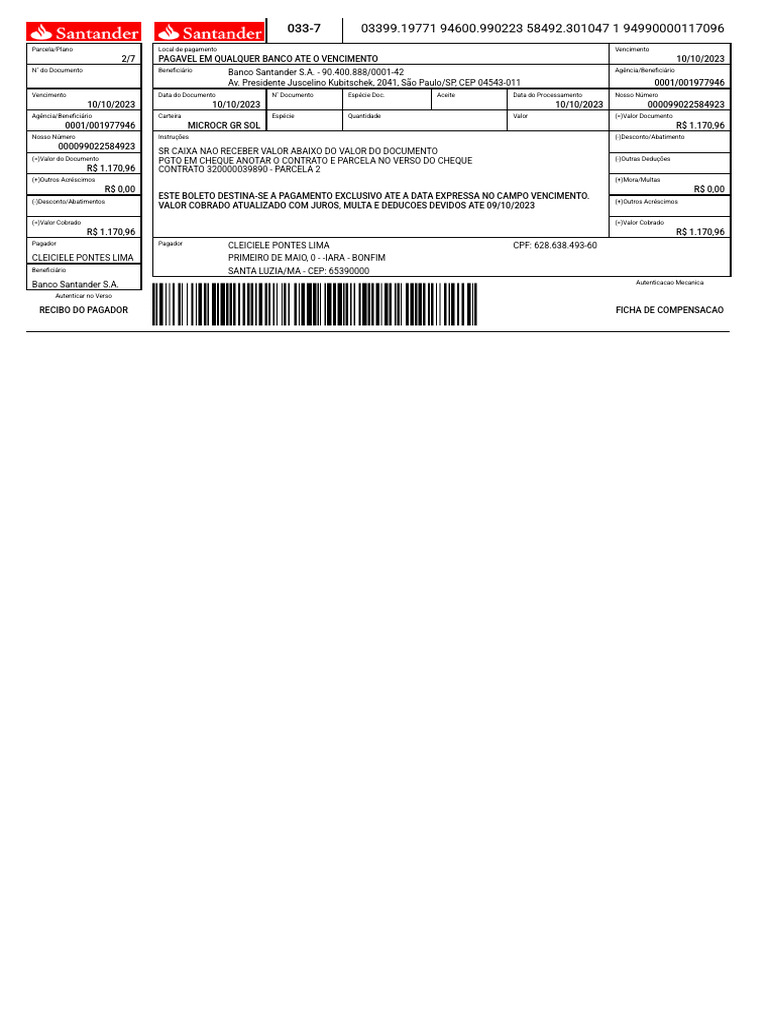 Boletos 320000039890 09102023 1410 | PDF