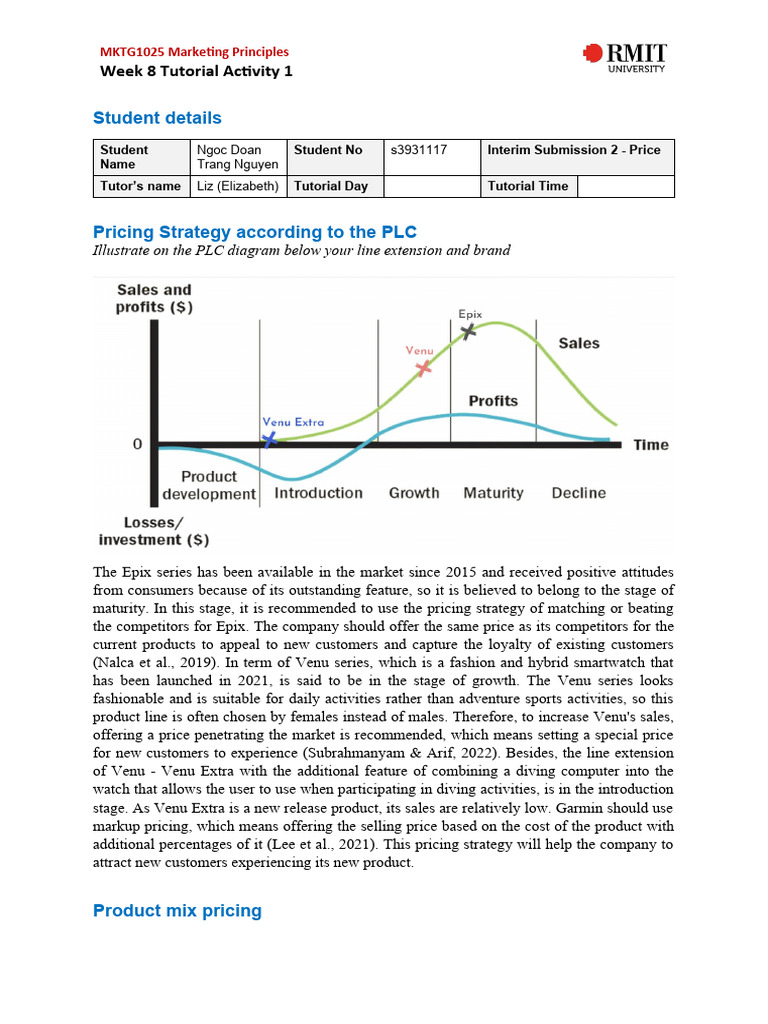 MKTG1025 WEEK 8 Tutorial Activity 1 - Interim Submission - Pricing | PDF | Pricing | Public Sphere