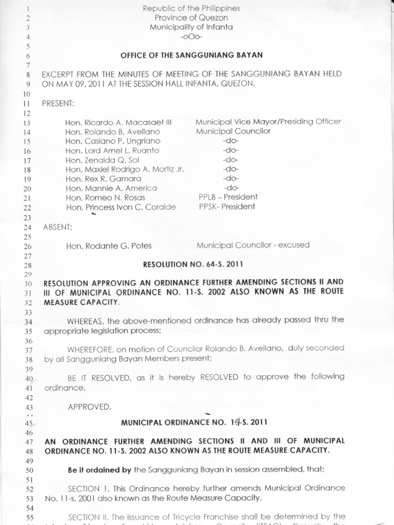 Municipal Ordinance #14 | PDF | Local Government | Government