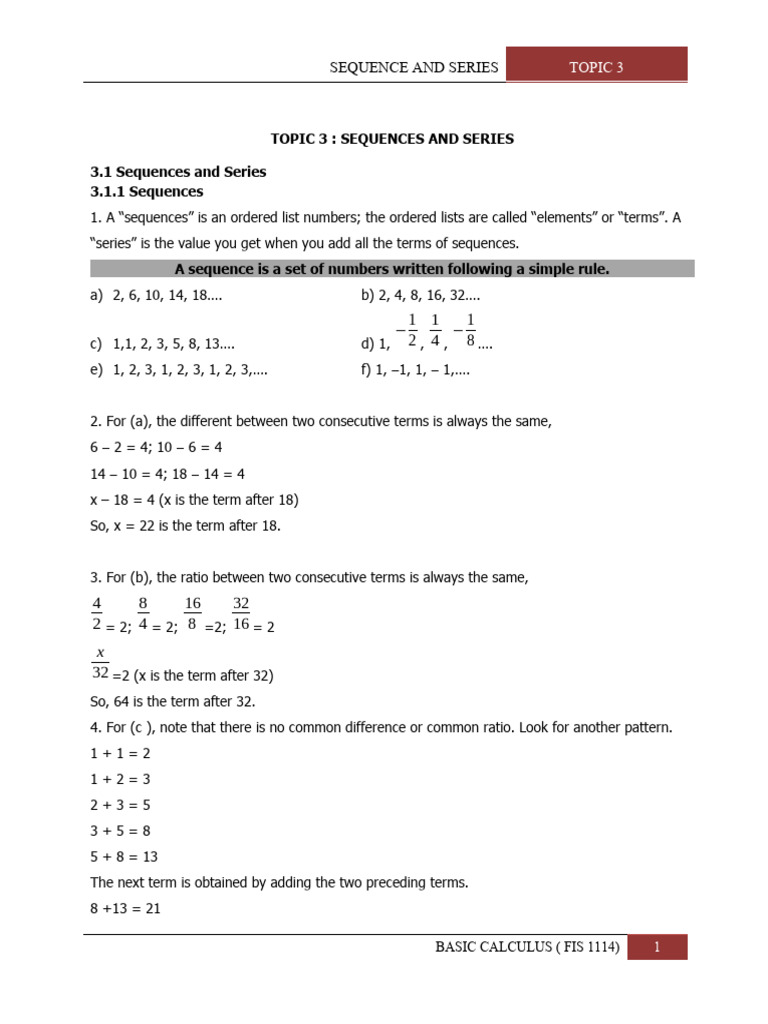Chapter 3 Sequences | PDF | Sequence | Numbers