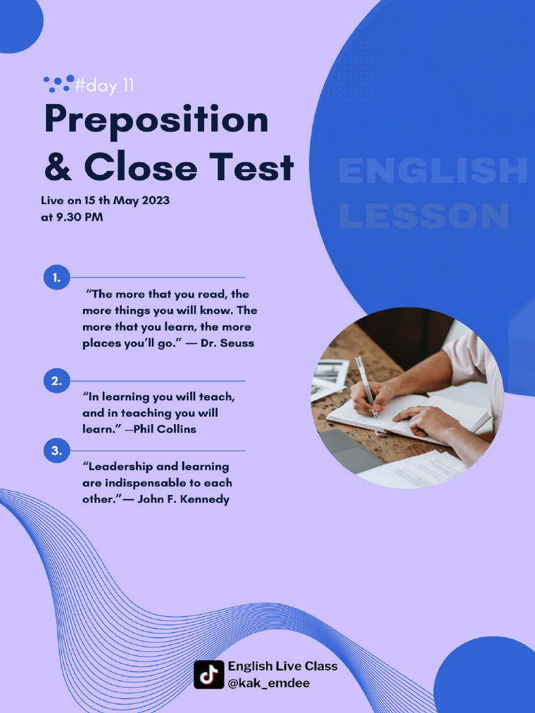 Preposition & Close Tests | PDF
