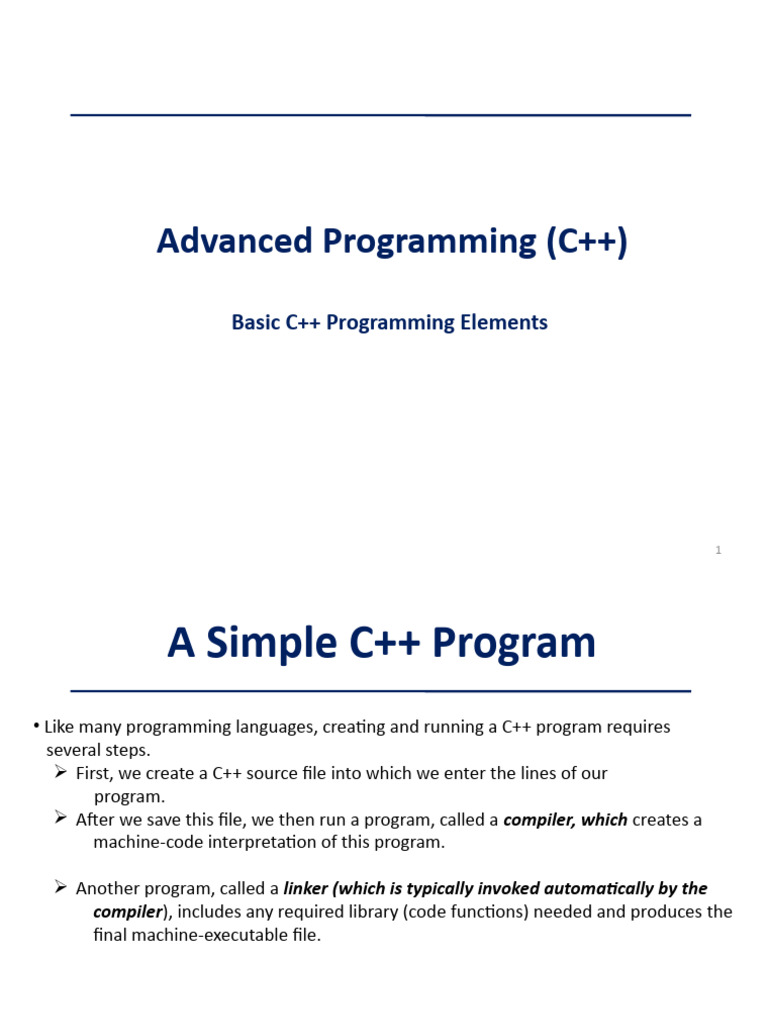 Chap I Basic C++ Programming Elements | PDF Chap I Basic C++ Programming Elements | PDF