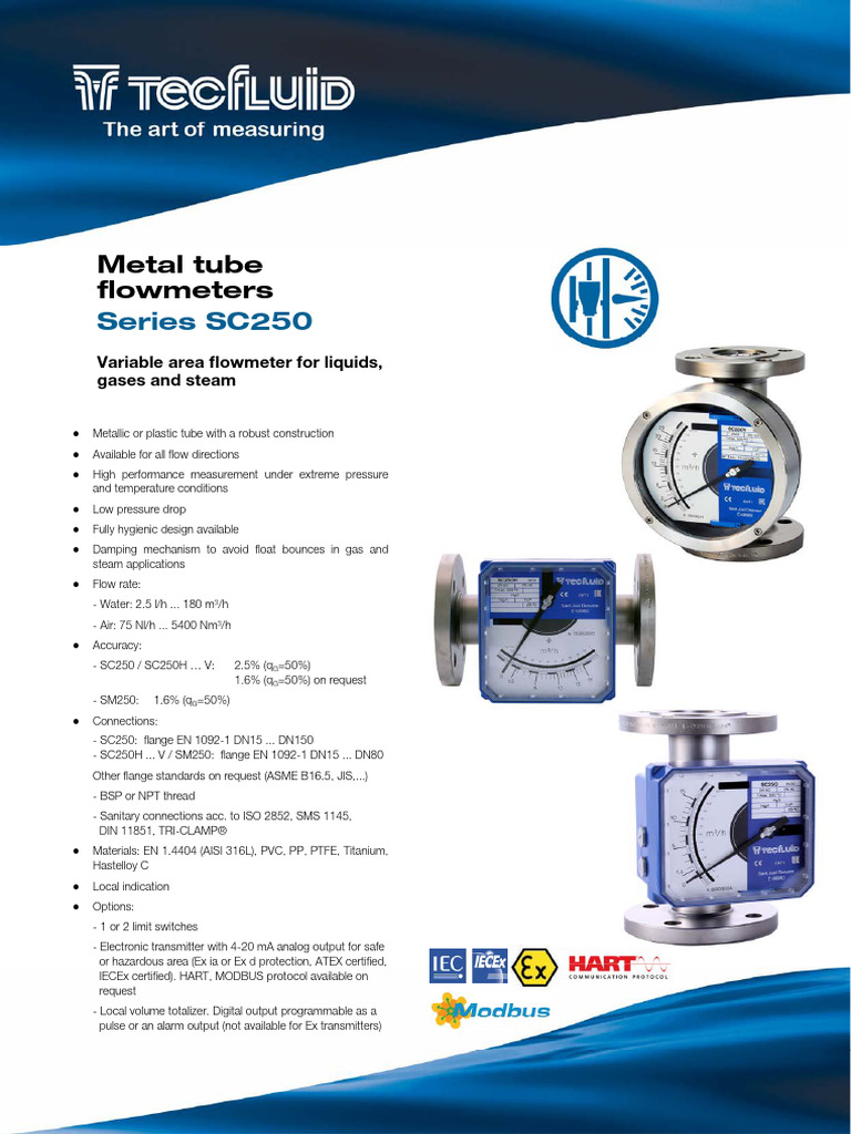 274-Series SC250 Metal Tube Variable Area Flowmeter Rev4 Technical ...