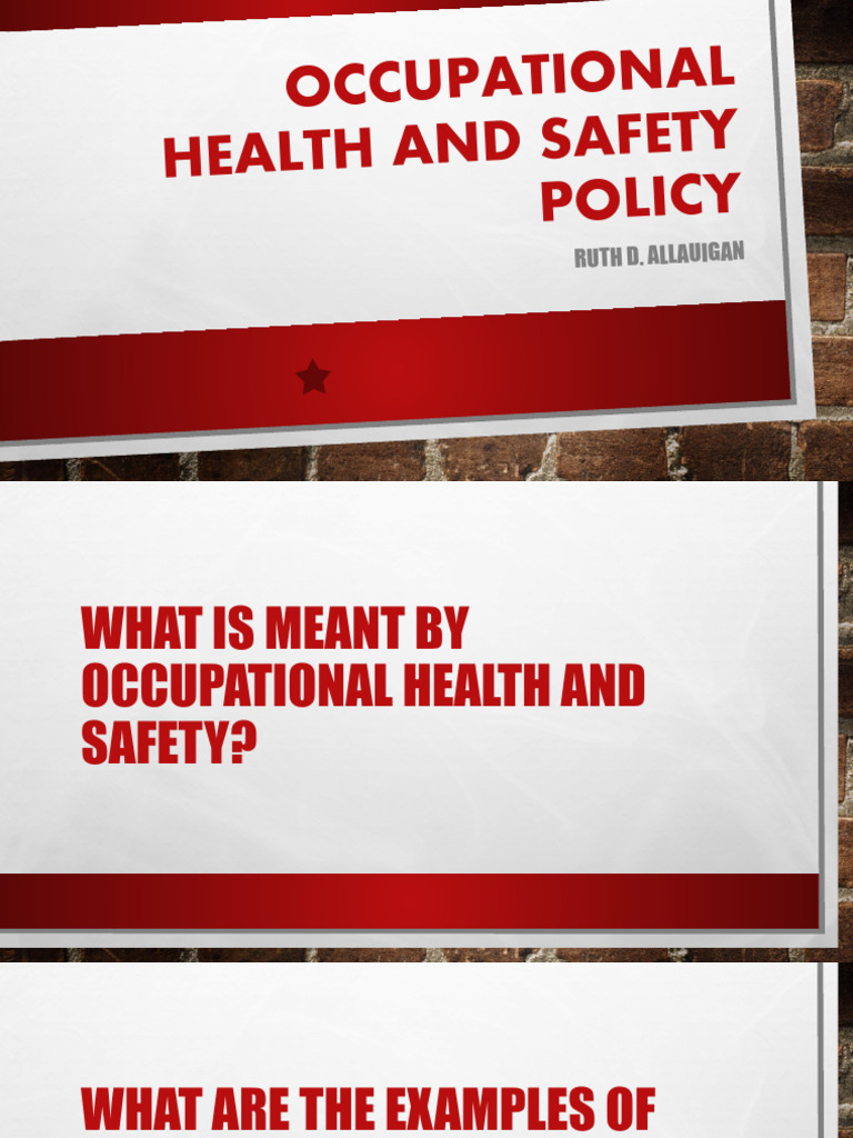 Occupational Health and Safety Policy | PDF