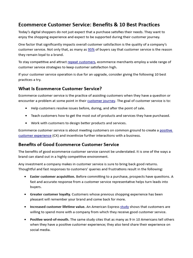 Ecommerce Customer Service Benefits & 10 Best Practices Final | PDF Ecommerce Customer Service Benefits & 10 Best Practices Final | PDF