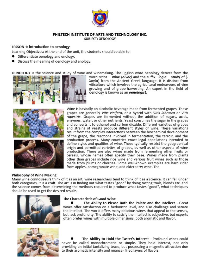 Introduction to Oenology and Wine | PDF