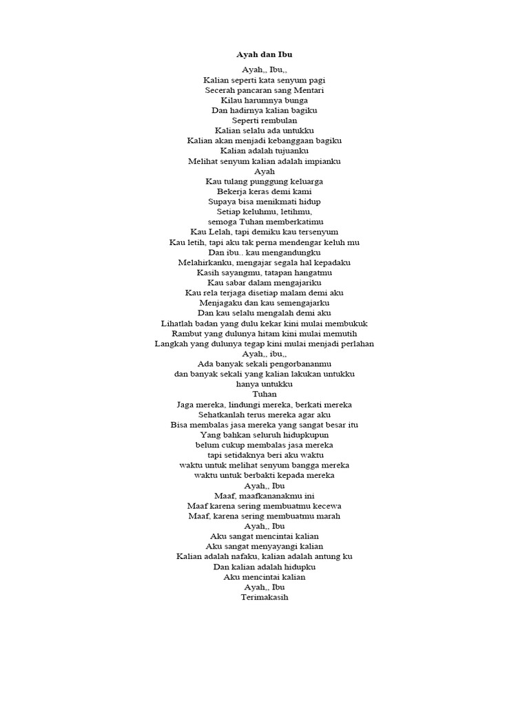 Puisi Ayah Dan Ibu Pdf