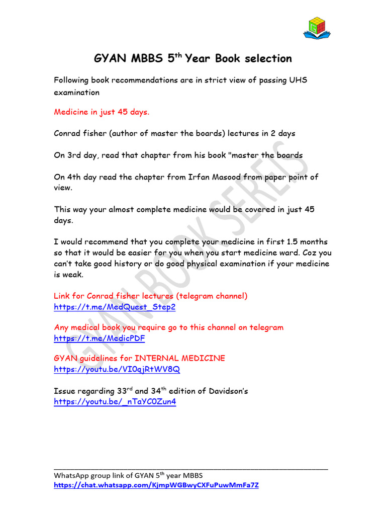 GYAN GUIDELINES 5th Year MBBS | PDF
