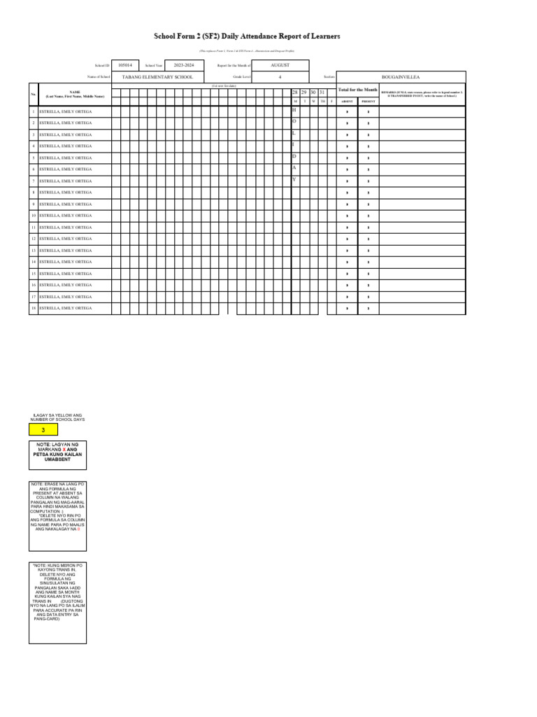 Sf2 2023 2024 Monthly Automatic | PDF | Human Development | Human Life ...