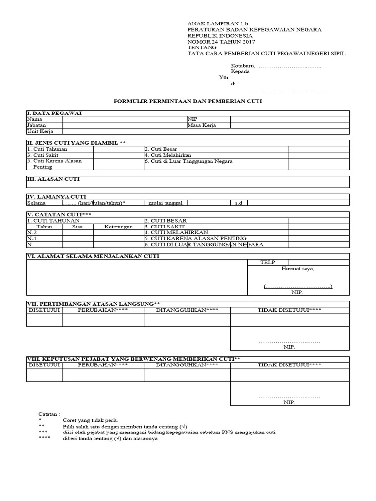 Form Cuti Kop BKPSDM | PDF