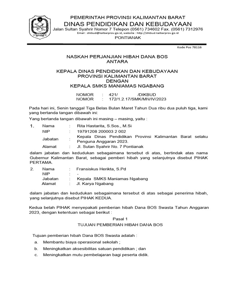 NPHD Bos 2023 (Revisi 28 Maret 2023) | PDF | Pengelolaan Keuangan & Uang