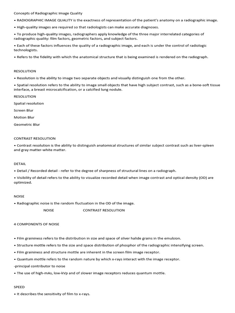 Radiographic Image Quality Factors | PDF