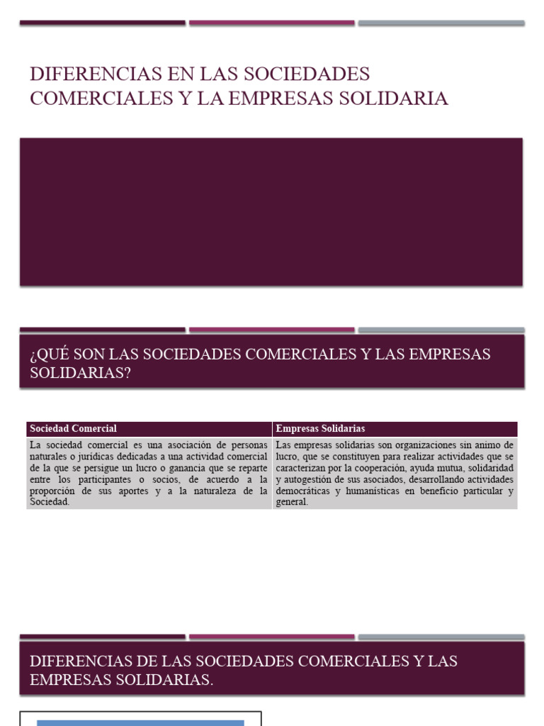 Diferencias en Las Sociedades Comerciales y La Empresas Solidaria | PDF