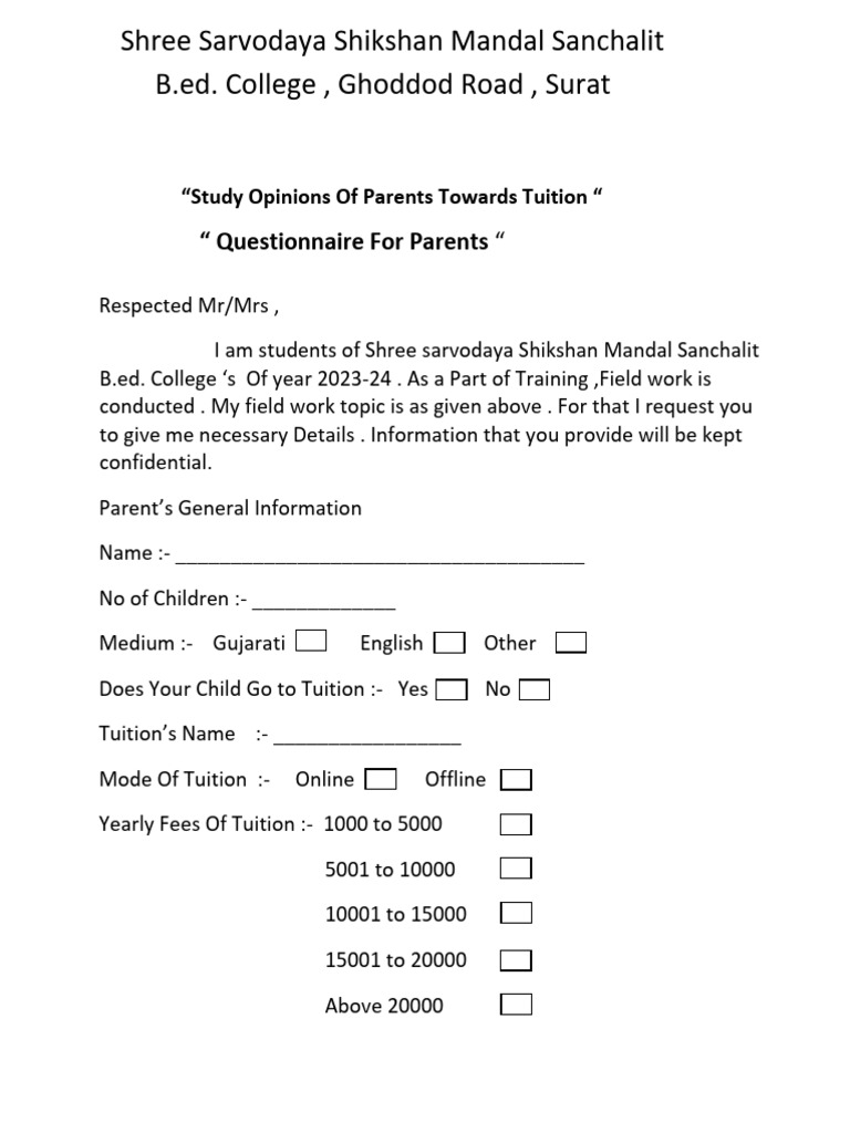 Parent Survey on Tuition Impact | PDF | Teachers | Tuition Payments