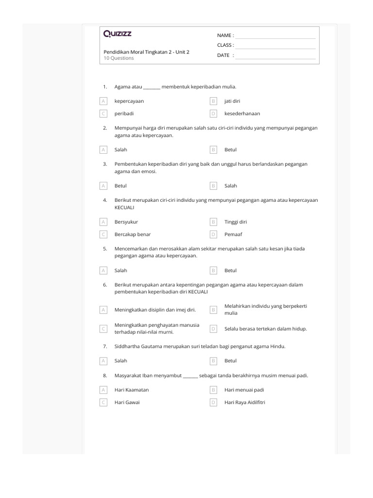Pendidikan Moral Tingkatan 2 Unit 2 Pdf