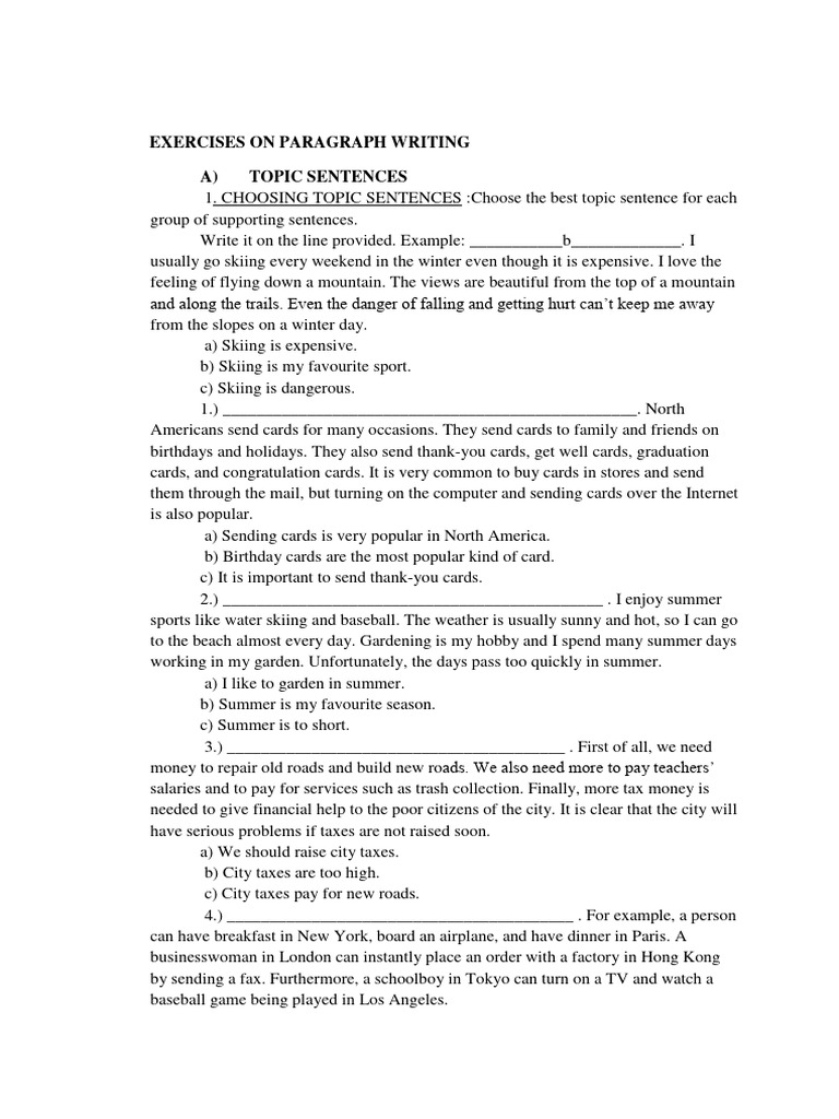 Exercises On Paragraph Writing | PDF | Vegetables