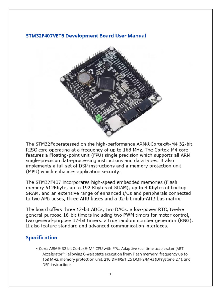 STM32F407VET6 Dev Board User | PDF | Integrated Circuit | Electrical ...