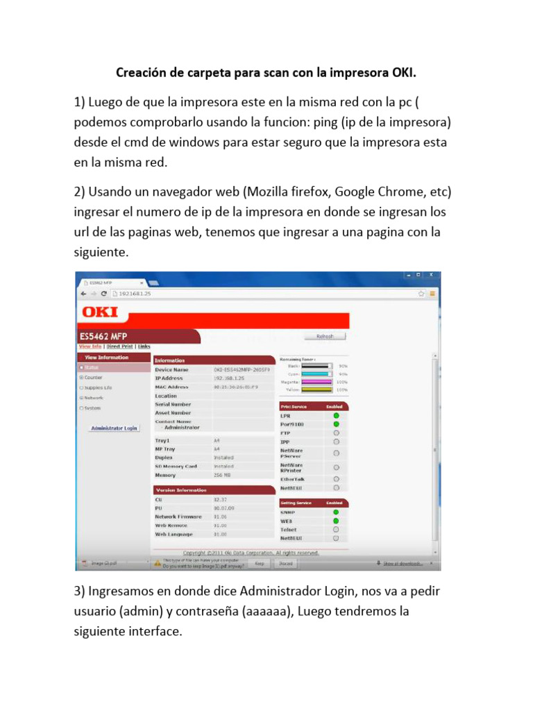 Creación de Carpeta para Scan Con La Impresora OKI | PDF