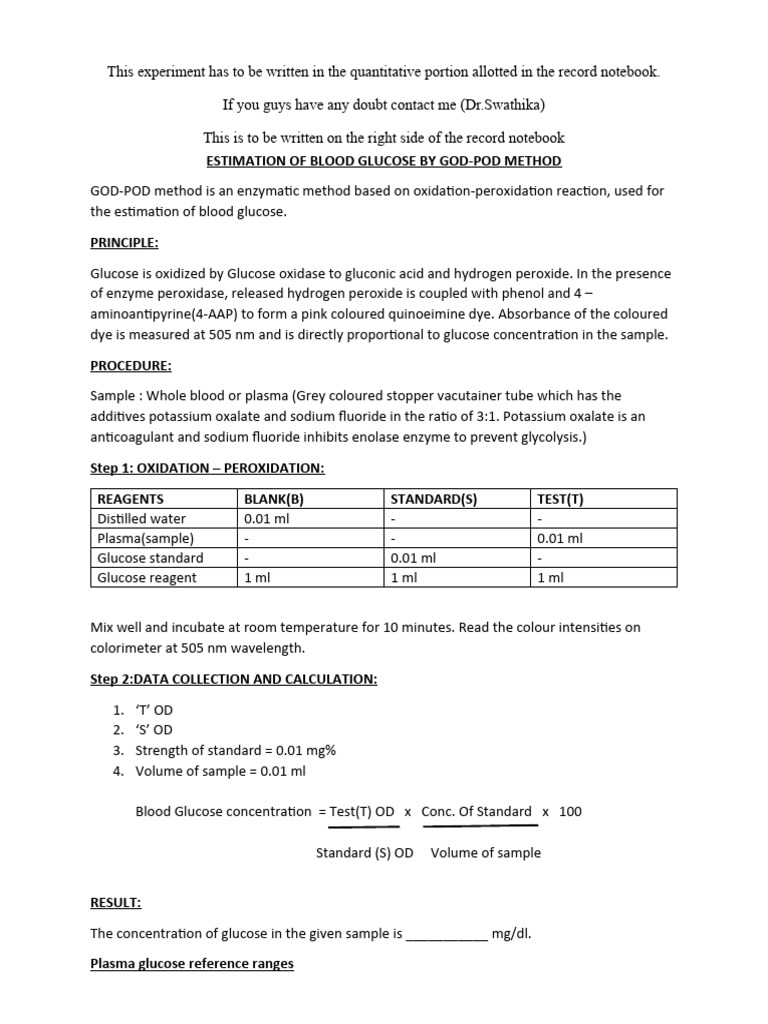 Glucose GOD POD | PDF | Glucose | Chemical Compounds