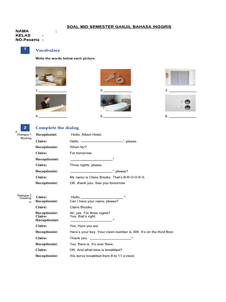 At A Hotel American English Teacher Ver2 | PDF