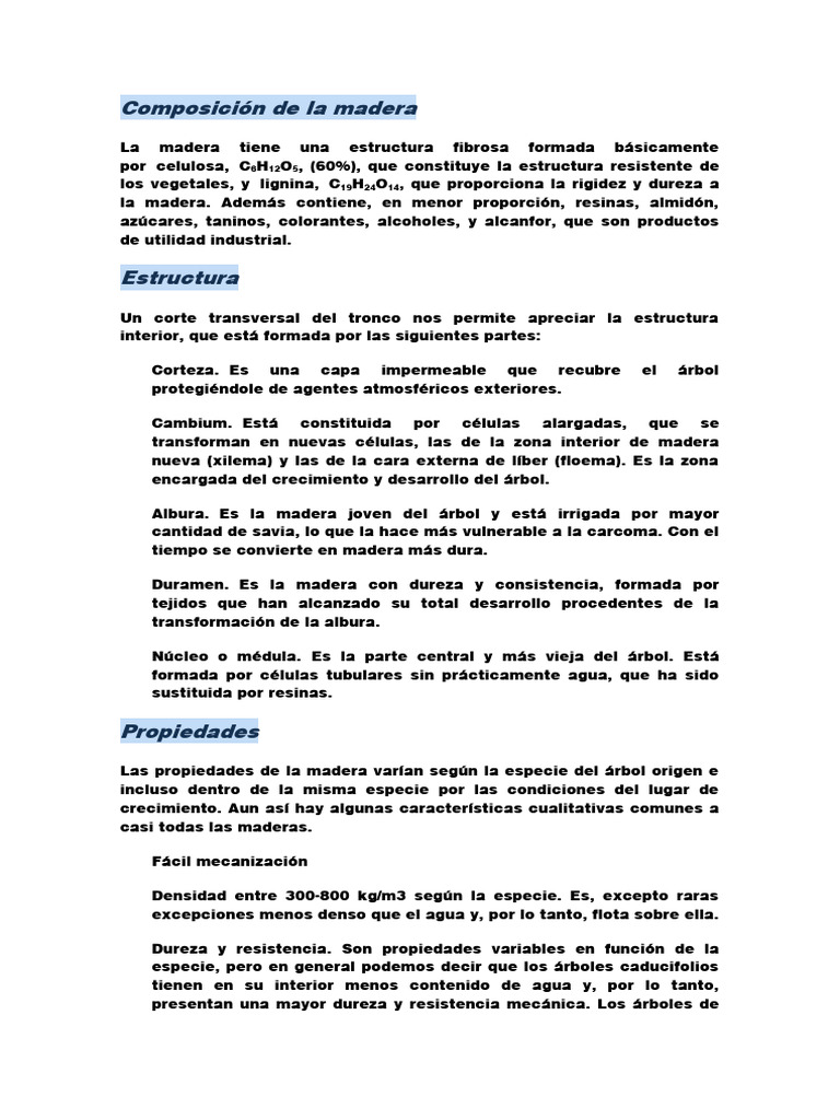 Composición de La Madera | PDF | Madera | Arboles