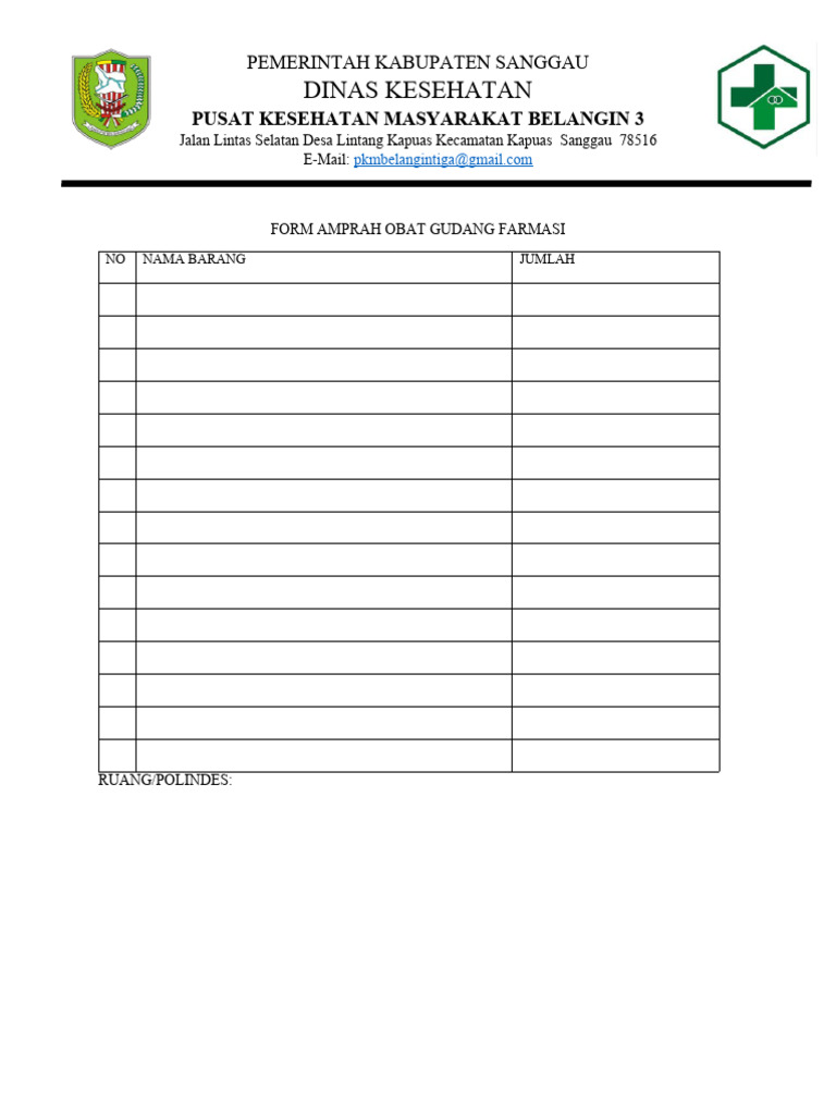 Form Amprah Obat Gudang Farmasi | PDF