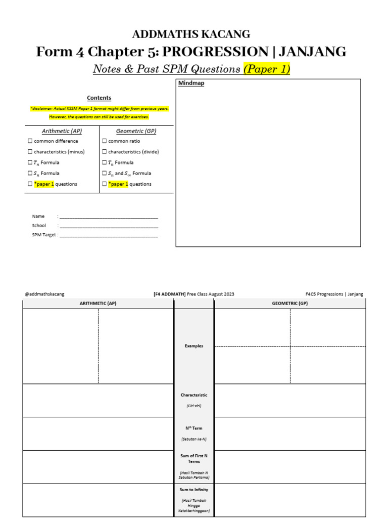 Form 4 Add Math: Progressions Guide | PDF