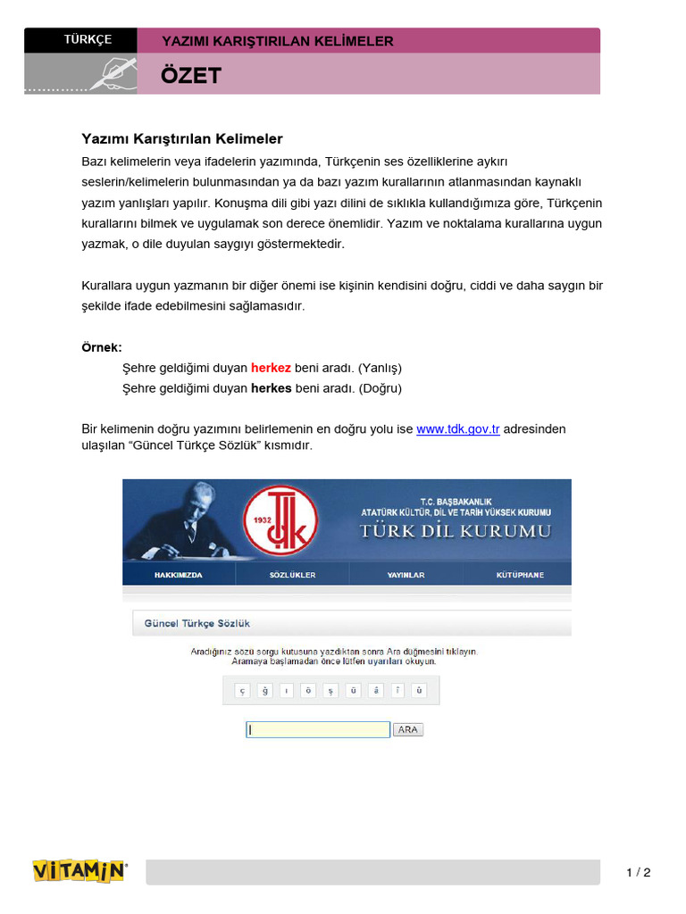 Yazimi Karistirilan Sozcukler | PDF