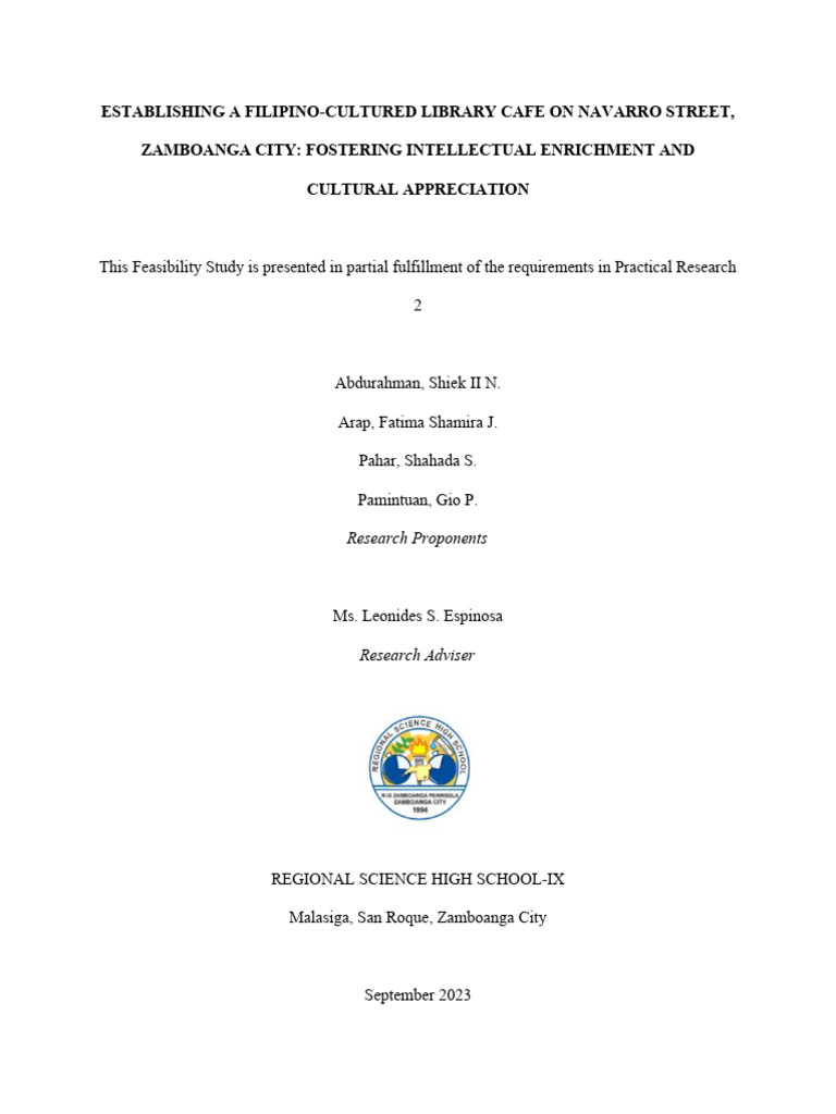 Feasibility Study Chapter 1-2 | PDF | Business Plan | Waiting Staff