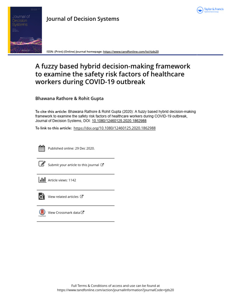 Rathore 2020 A Fuzzy Based Hybrid Decision Makin | PDF | Risk | Occupational Safety And Health