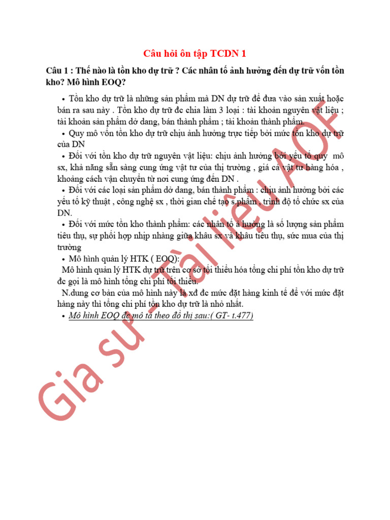 Đề cương lý thuyết TCDN1 | PDF