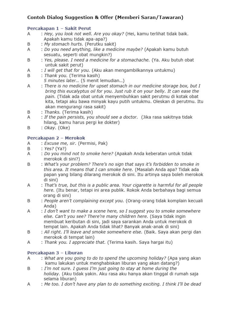 Contoh Dialog Suggestion | PDF