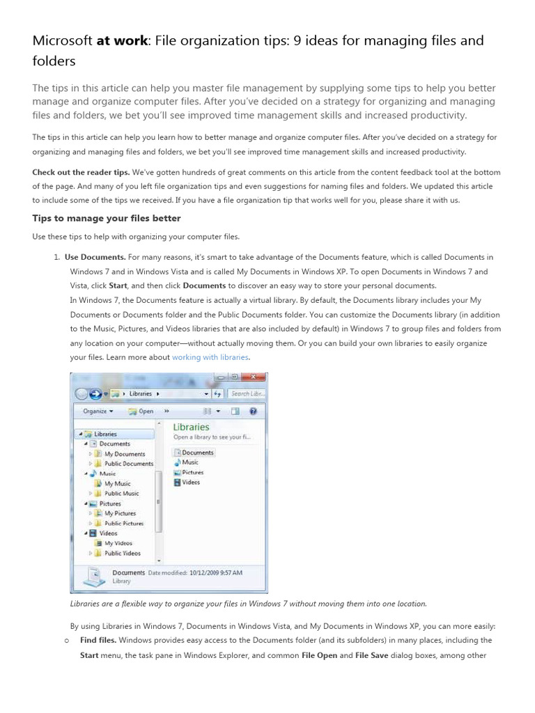 9 Ideas For Managing Files and Folders | PDF | Computer File | Windows 7 9 Ideas For Managing Files and Folders | PDF | Computer File | Windows 7