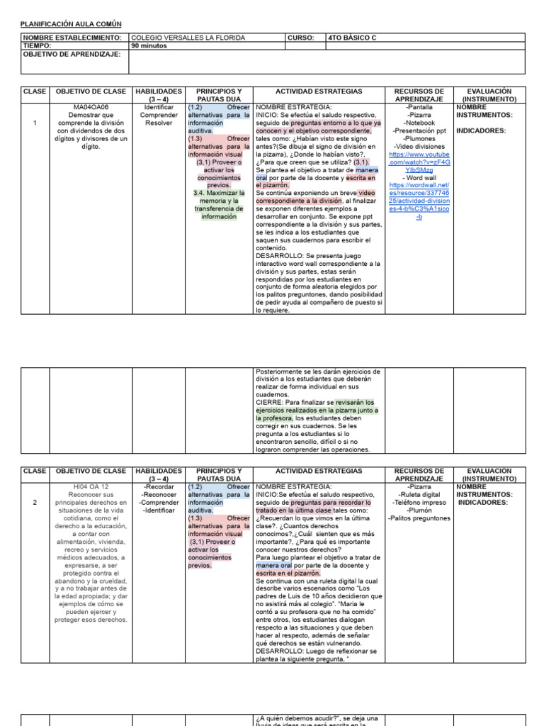 PLANIFICACIÓN AULA REGULAR PM.docx | PDF | Evaluación | Maestros