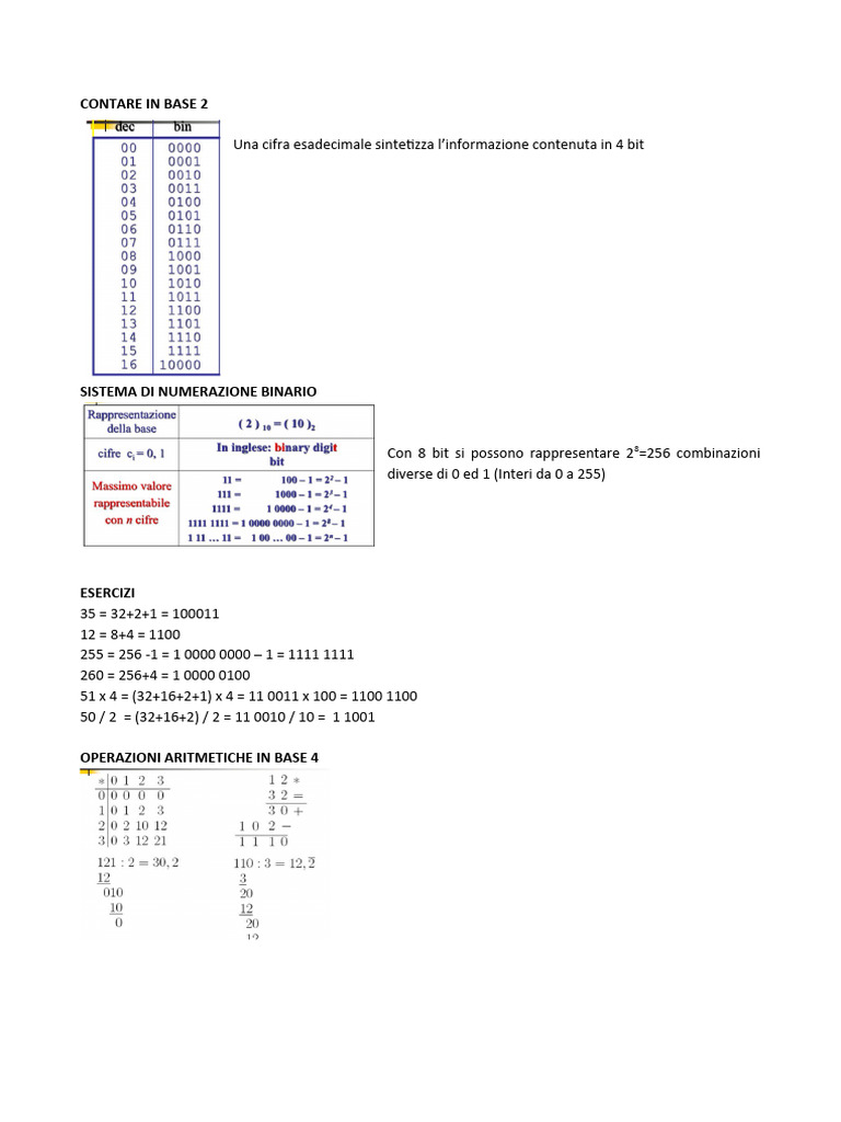 Contare in Base 2 | PDF