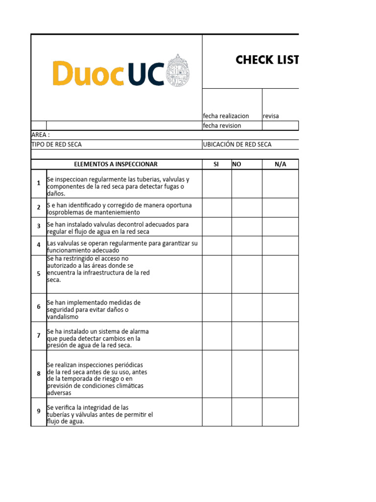 Check List de Red Seca | PDF