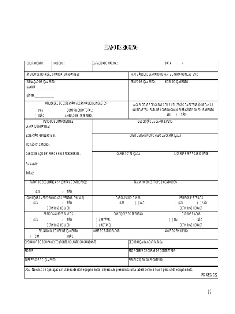 Plano de Rigging | PDF